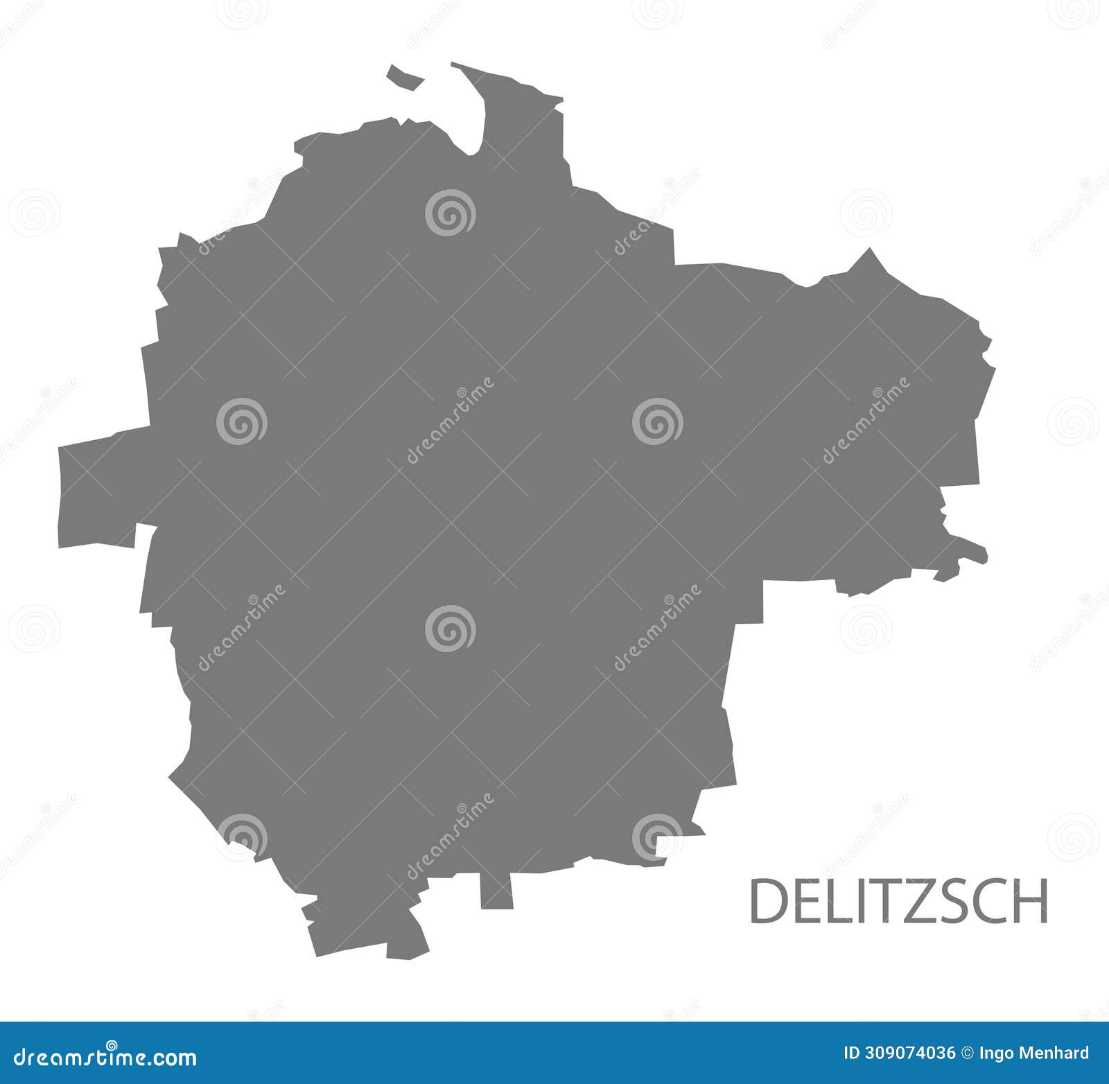 Delitzsch German City Map Grey Illustration Silhouette Shape Stock ...