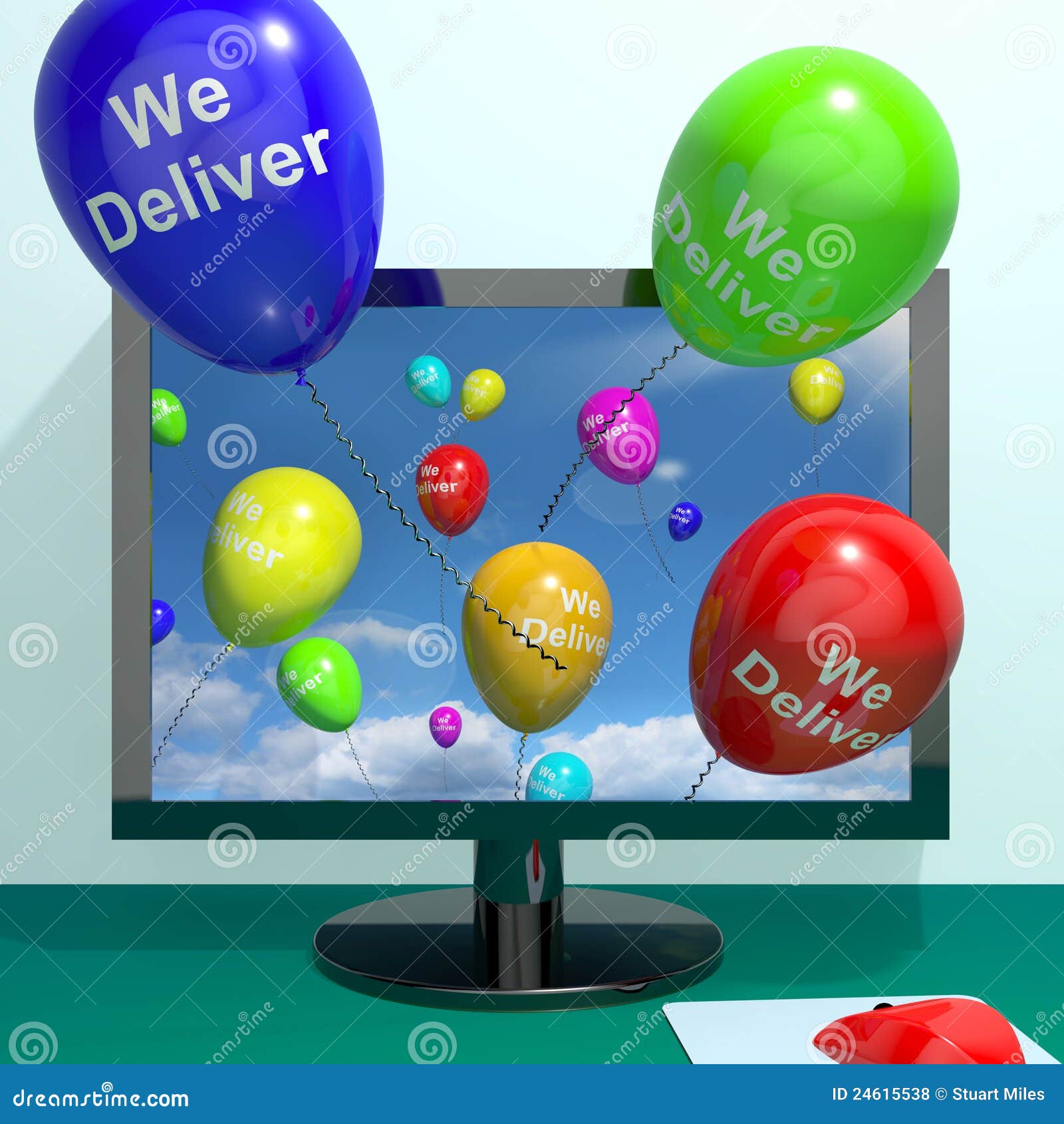 We Deliver Balloons from Computer Showing Delivery Shipping Service ...