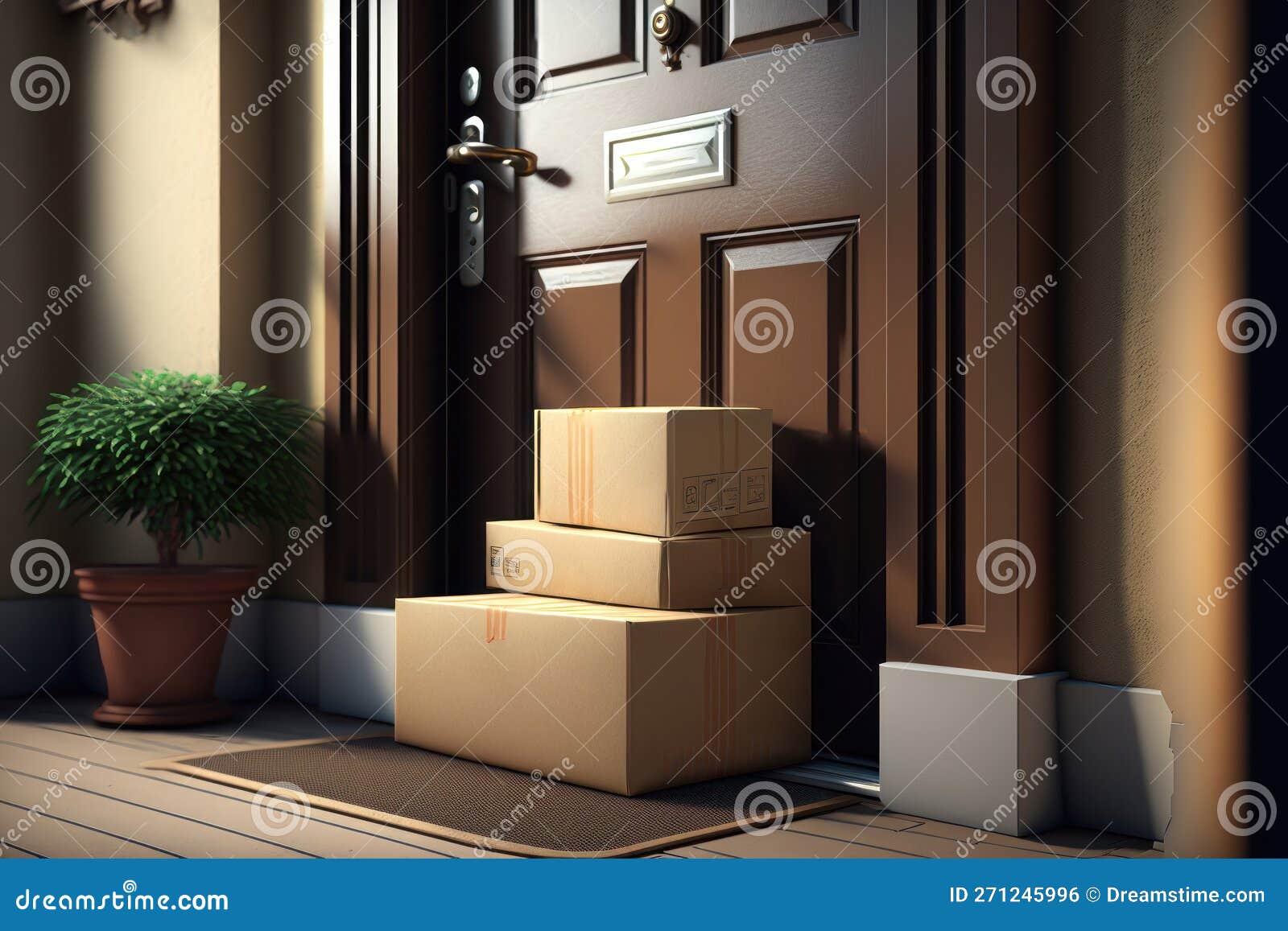 DeliverEase. Online Purchase Delivery Box at the Door. Generative Ai Stock Illustration ...