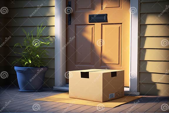 DeliverEase. Online Purchase Delivery Box at the Door. Generative Ai Stock Illustration ...
