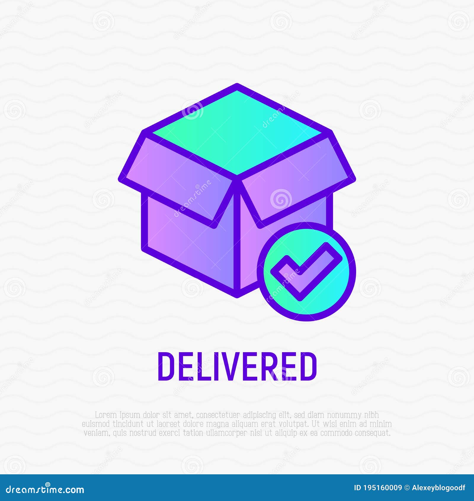 Delivered Parcel: Opened Box with Check Mark. Thin Line Icon Stock ...