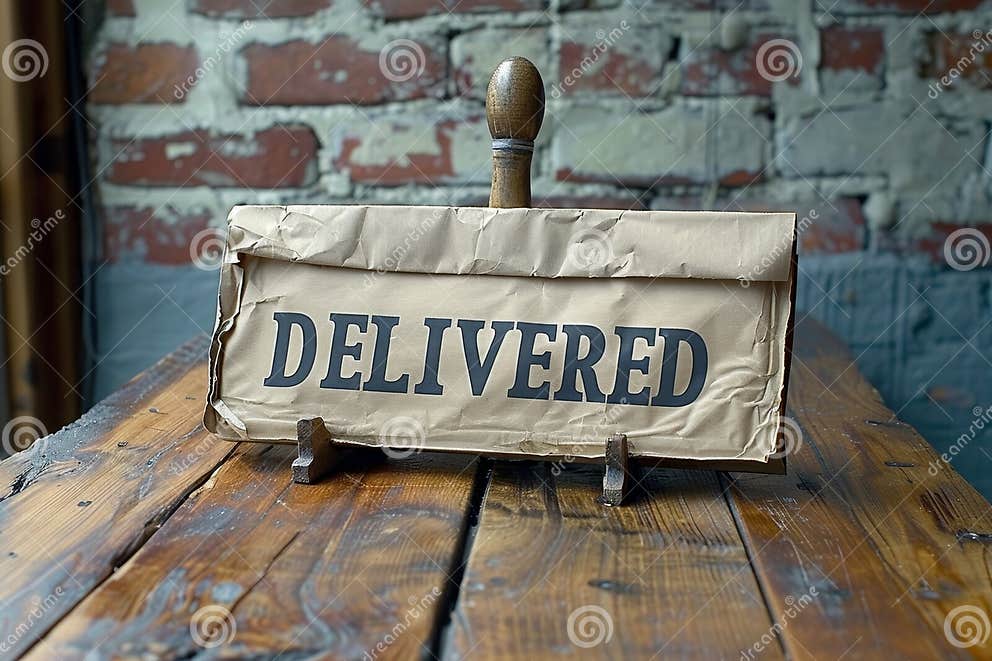 Delivered Small Package Envelope on Table with Delivered Text for ...