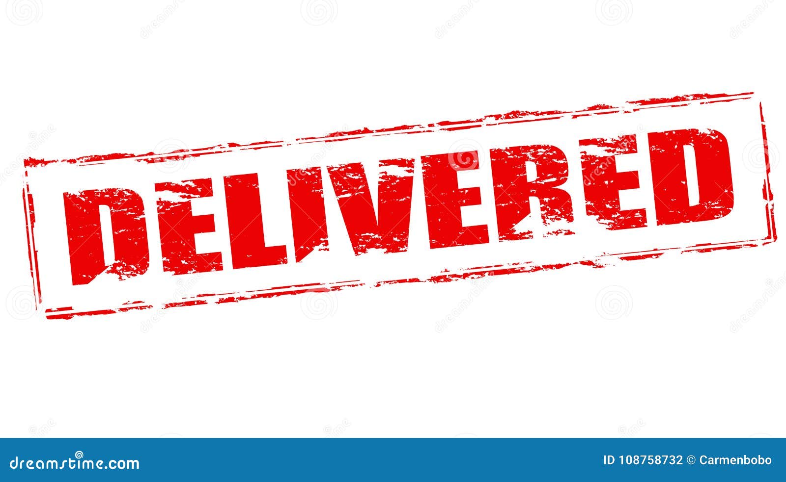Delivered stock illustration. Illustration of sign, rubber - 108758732