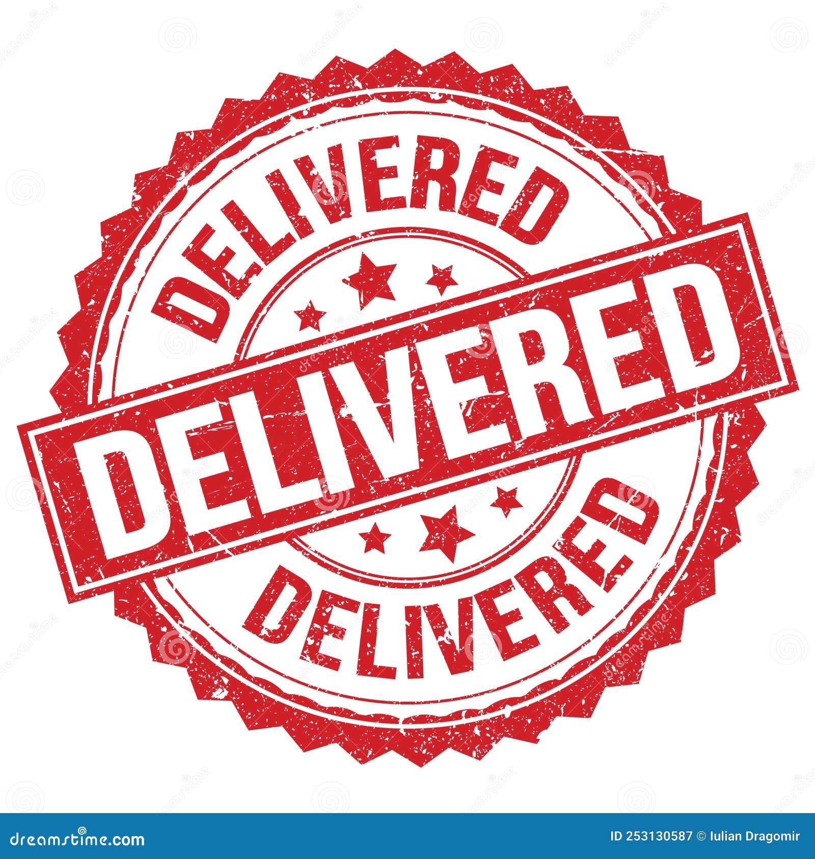 DELIVERED Text on Red Round Stamp Sign Stock Illustration ...