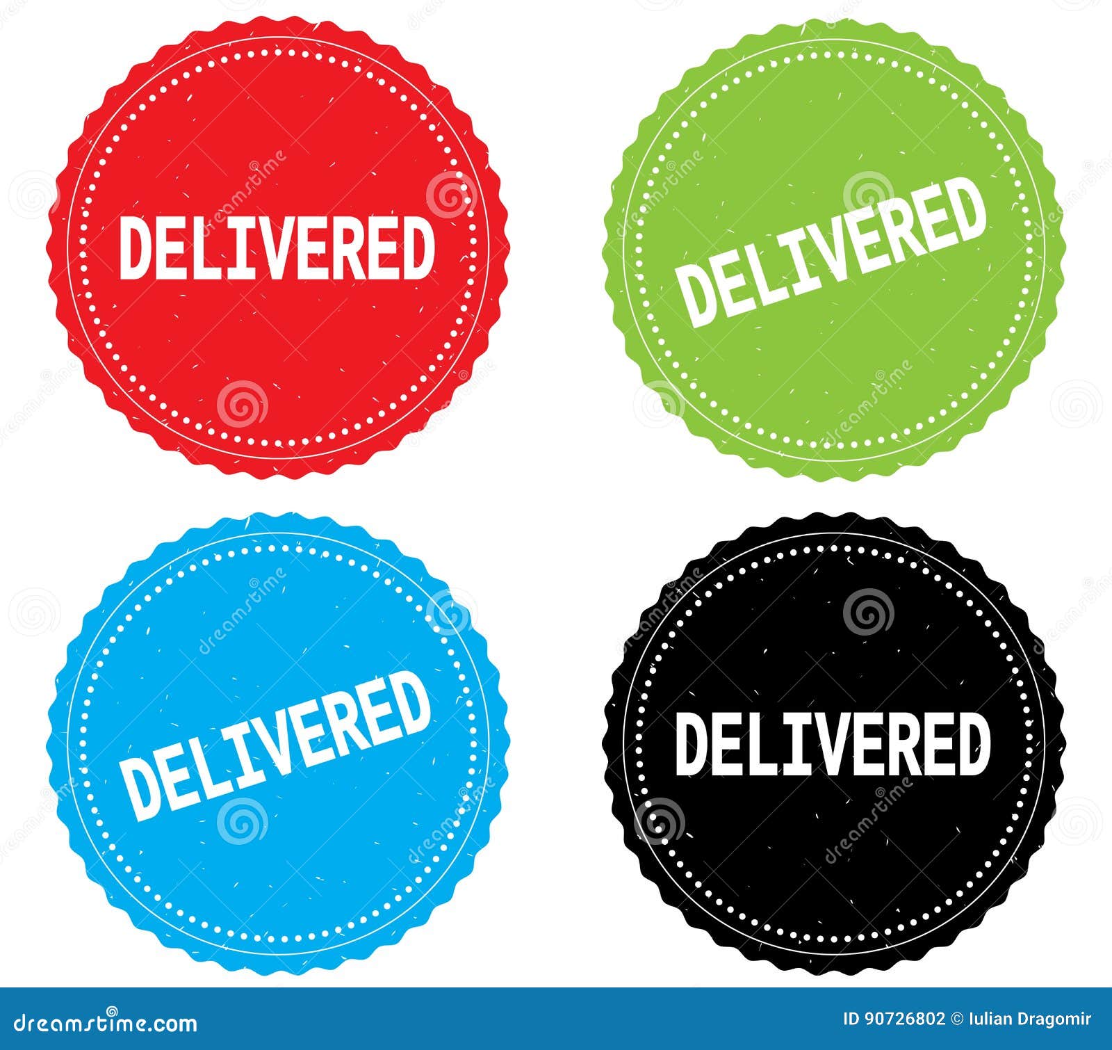 DELIVERED Text, on Round Wavy Border Stamp Badge. Stock Illustration ...