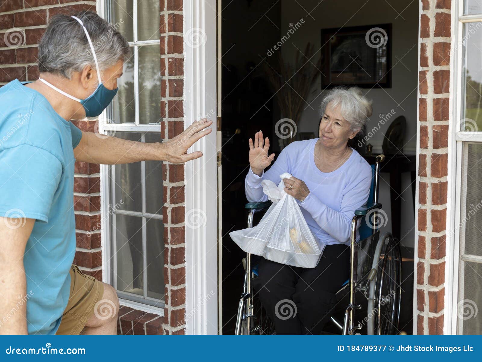 Delivering Food To an Elderly Woman Stock Image - Image of gloves ... Delivering Food To an Elderly Woman Stock Image - Image of gloves ...