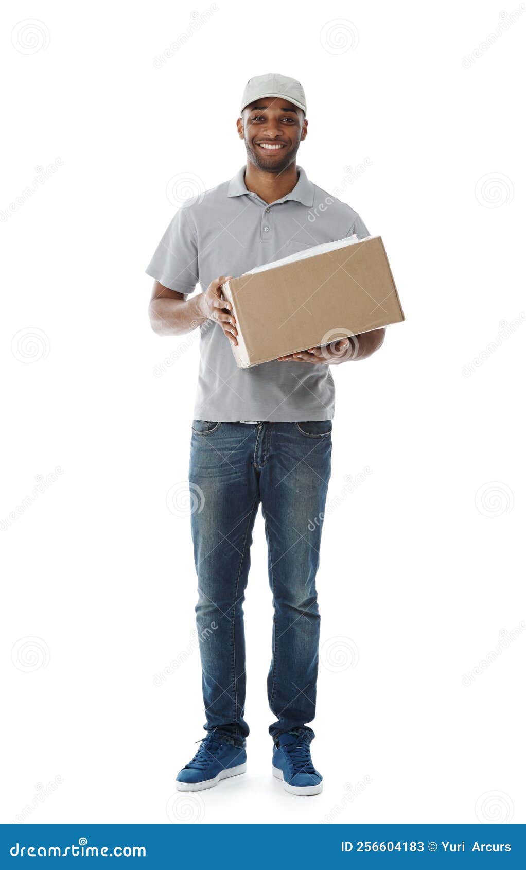 Delivering Parcels with a Smile. a Smiling Deliveryman Holding a Box ...