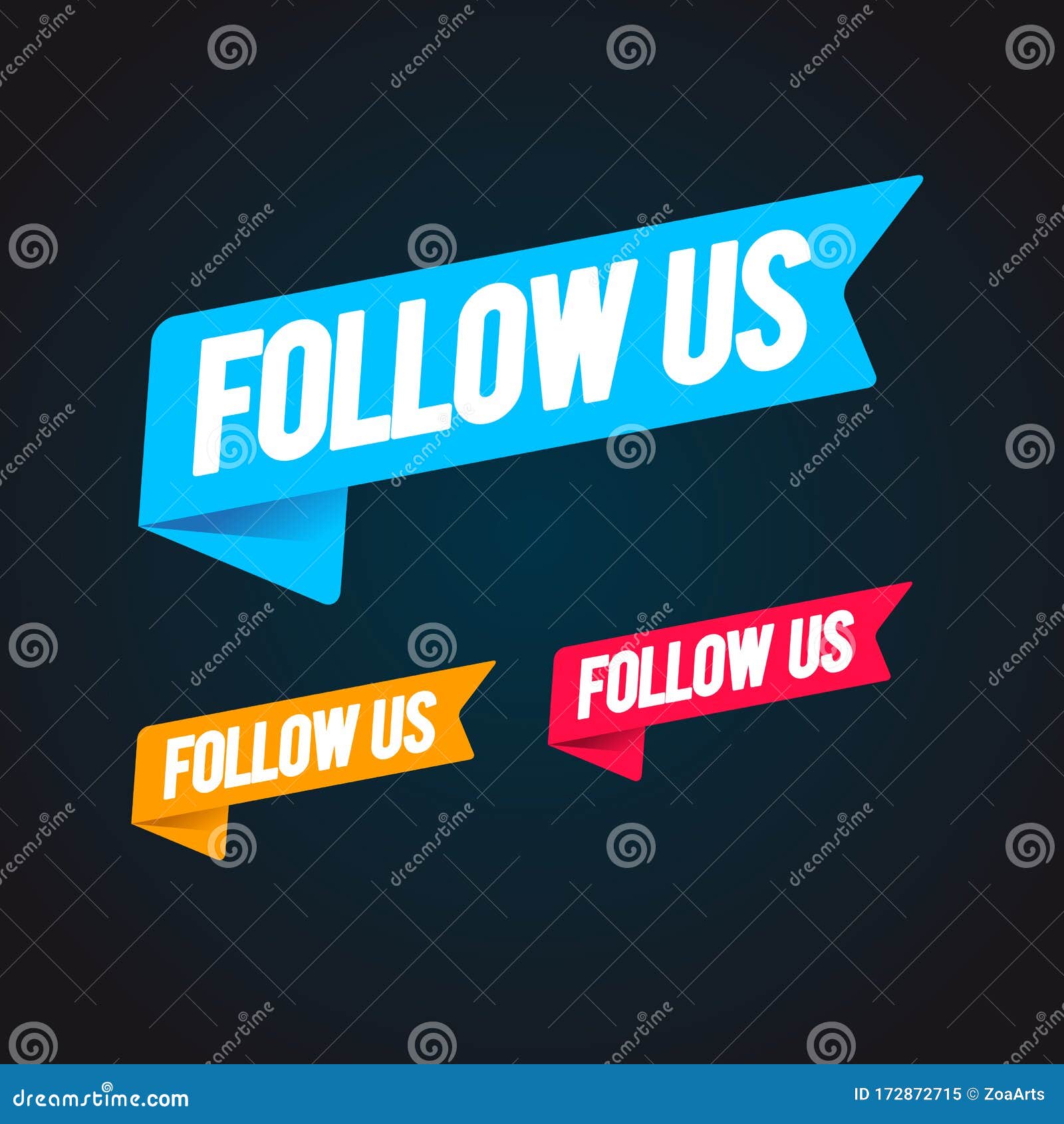 Vector Illustration Set of Follow Us Speech Bubble Sign. Follower Paper ...