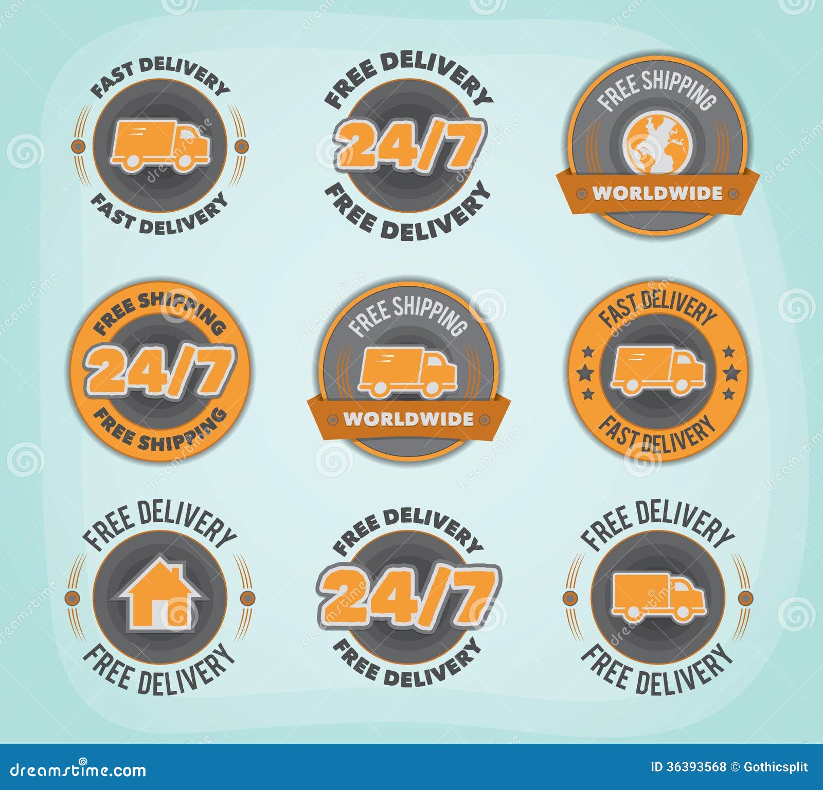 Set Of Badges For Delivery Transport, Truck, Ship, Plane, Scooter ...