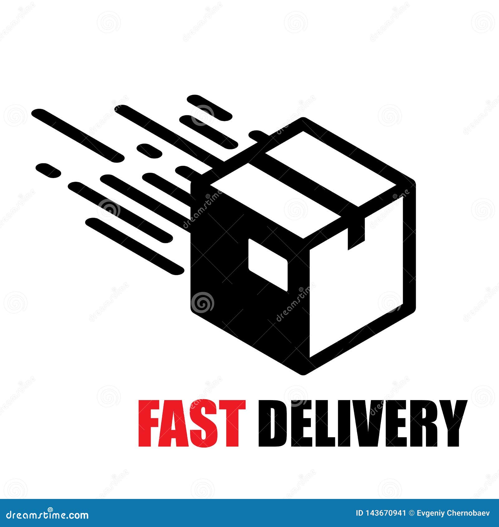 Delivery Black Box with Fast Lines. Fast Delivery Service Postbox Icon ...