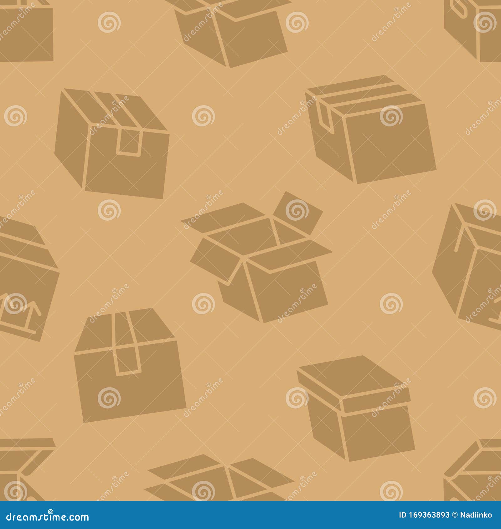 Delivery Box Background, Cargo Package Seamless Pattern. Various Open ...