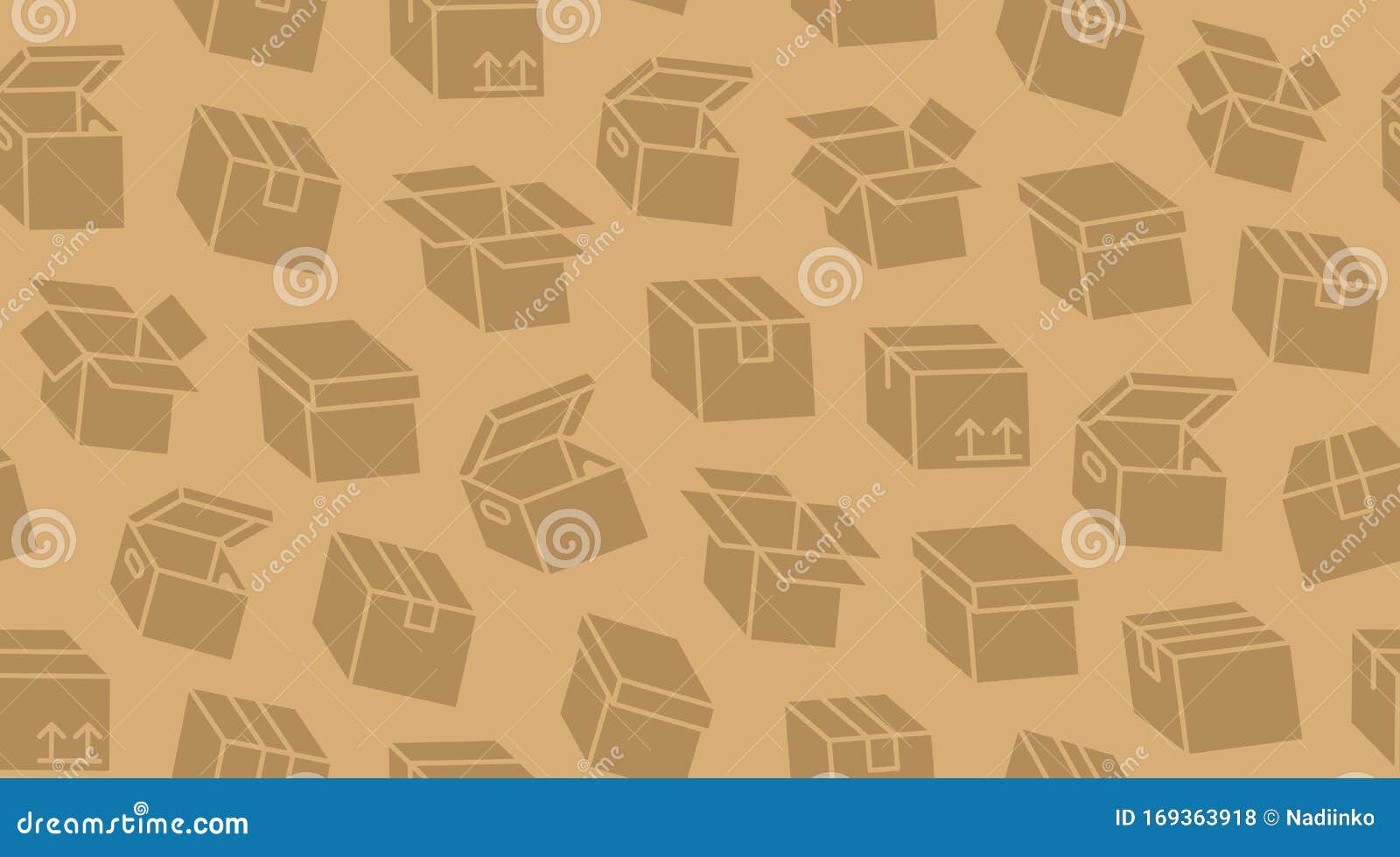 Delivery Box Background, Cargo Package Seamless Pattern. Various Open ...