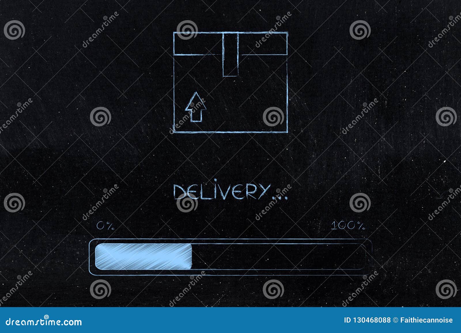 Delivery Box and Caption with Progress Bar Loading Below Stock Photo ...
