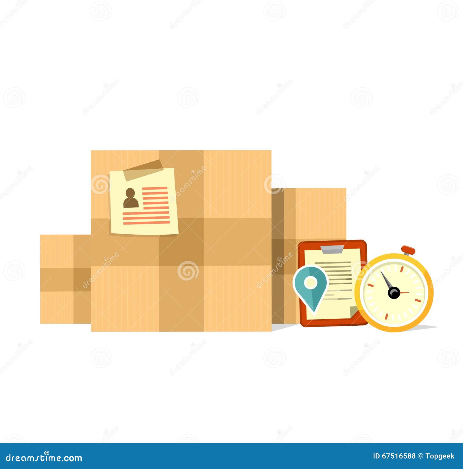 Delivery Box Deadline Design Flat Stock Vector - Illustration of modern ...