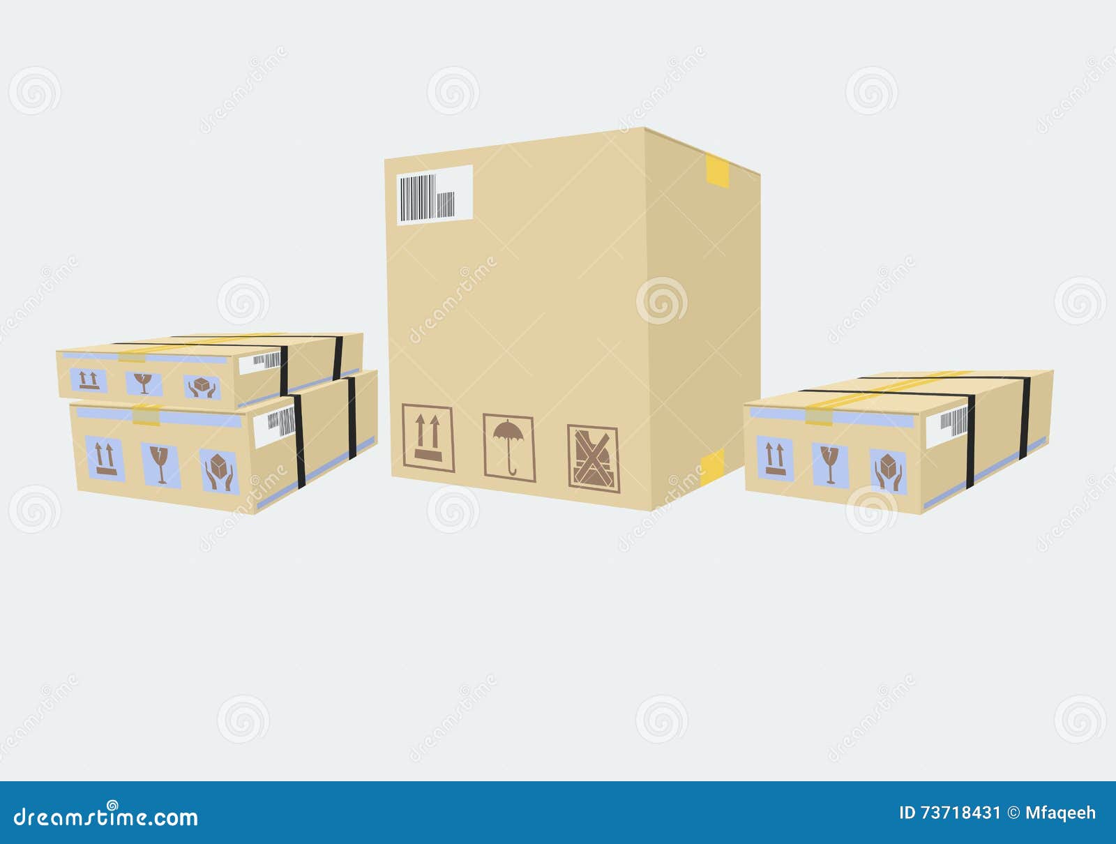 Brown Delivery Boxes Vector Illustration Stock Vector - Illustration of ...