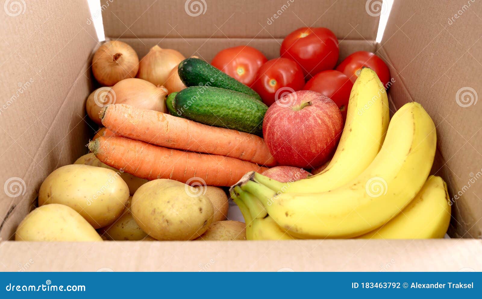 Delivery Box. Fresh Fruits Vegetables Stock Photo - Image of group ...