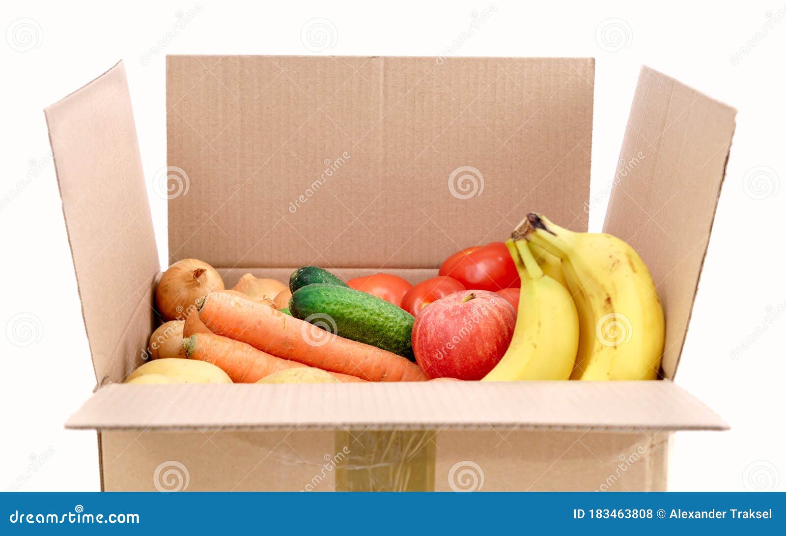 Delivery Box. Fresh Fruits Vegetables Stock Photo - Image of health ...