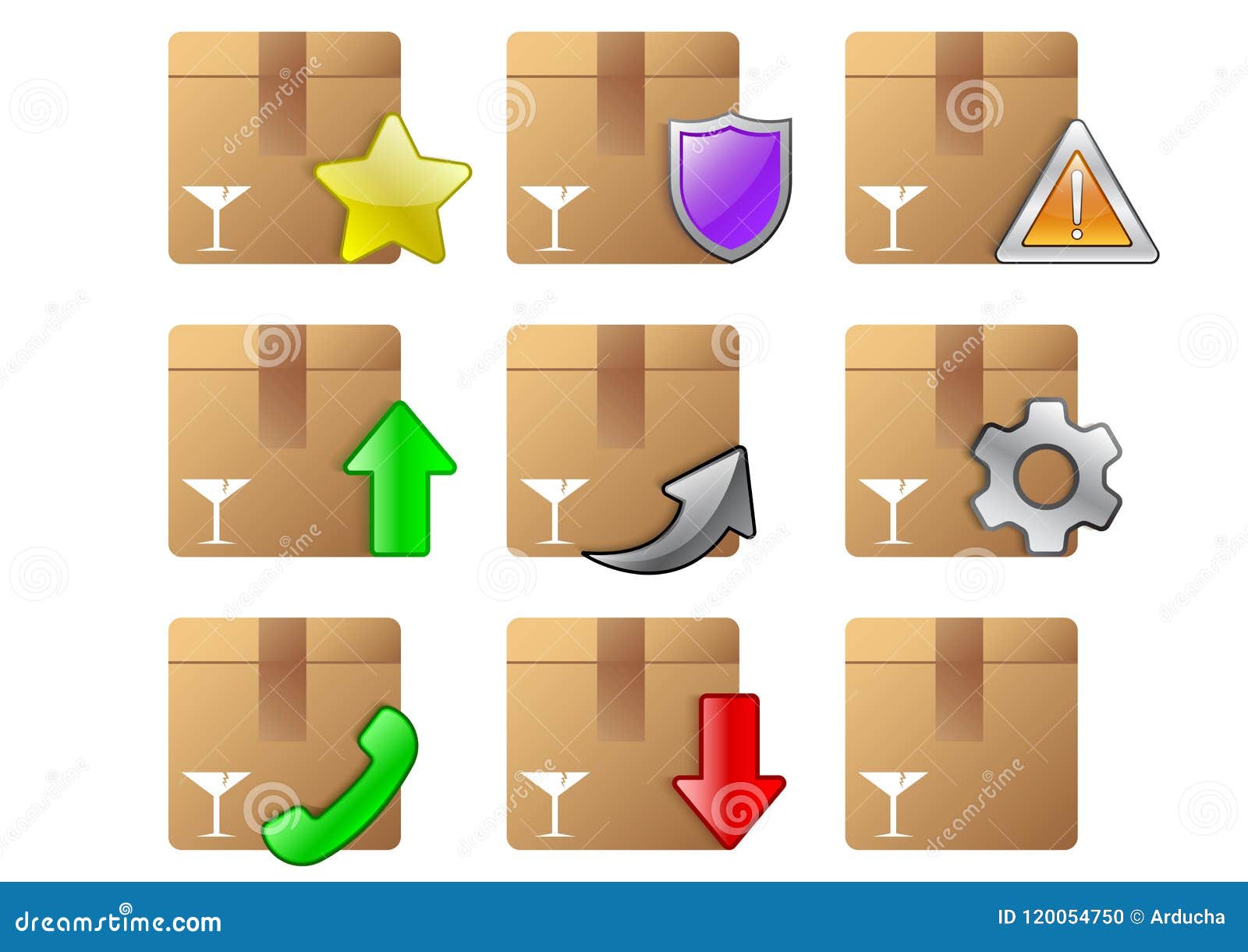 Delivery box icon set stock vector. Illustration of seller - 120054750