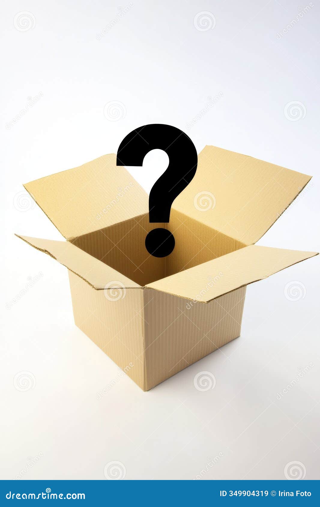 Delivery Box with an Intriguing Black Question Mark on Solid White ...