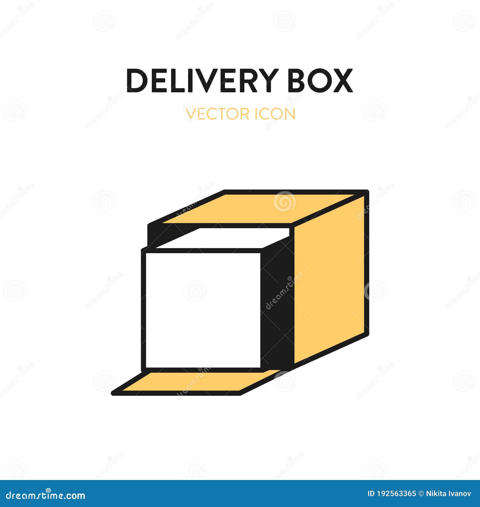 Delivery Box Isometric Icon. Vector Illustration of Open Delivery Box ...