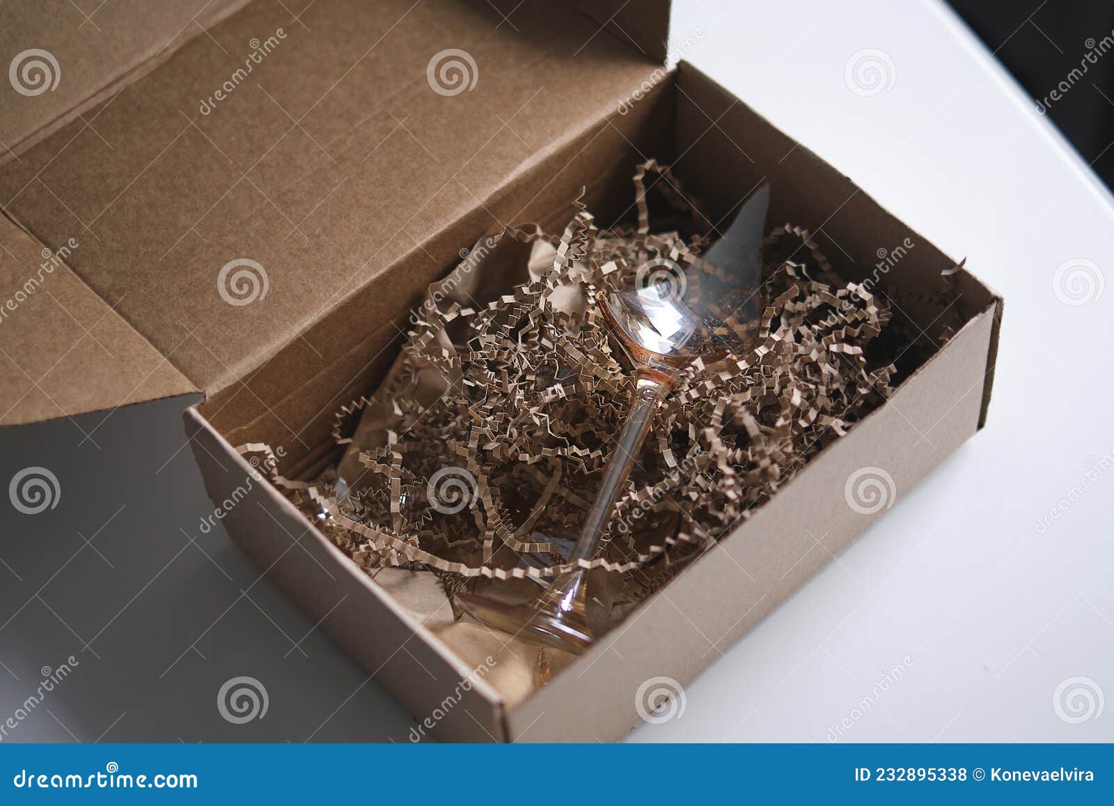 Delivery Box from a Store and Discovers a Broken Glass. an Improperly ...