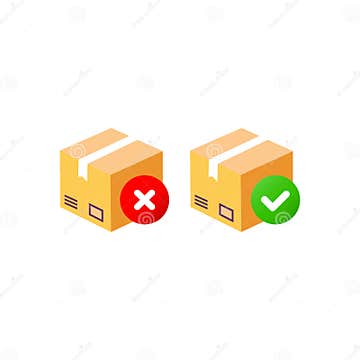 Delivery Box, Tracking Order Icon. Cardboard Boxes with Wrong and Right ...