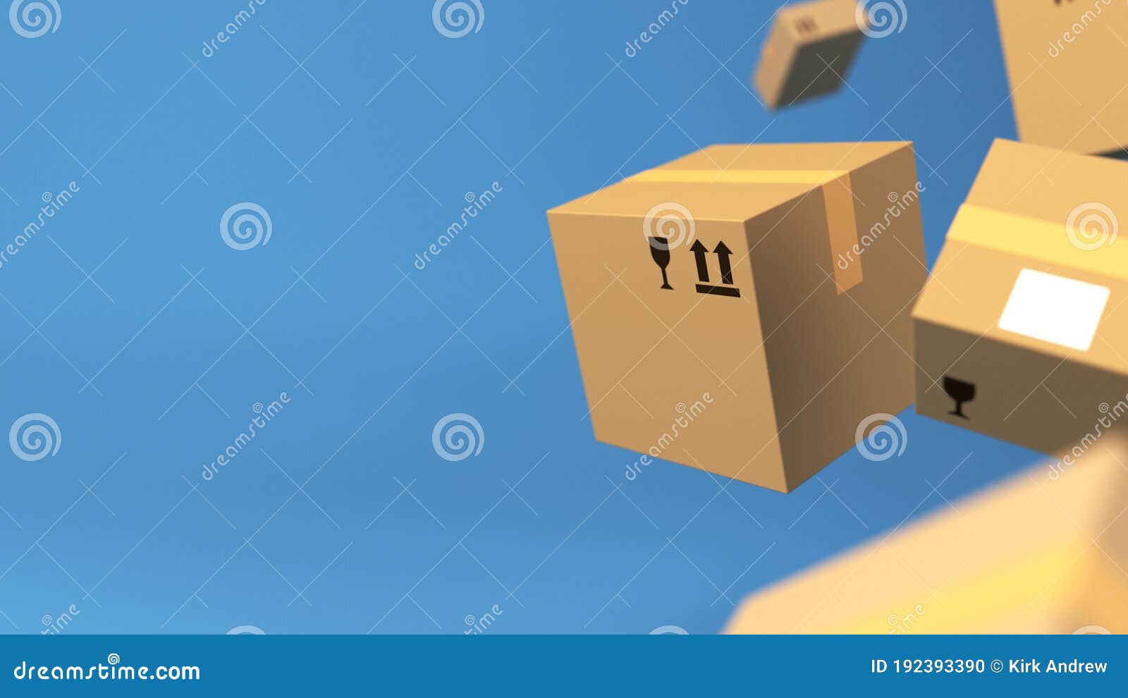 Delivery Boxes Floating with Blue Background Stock Illustration ...