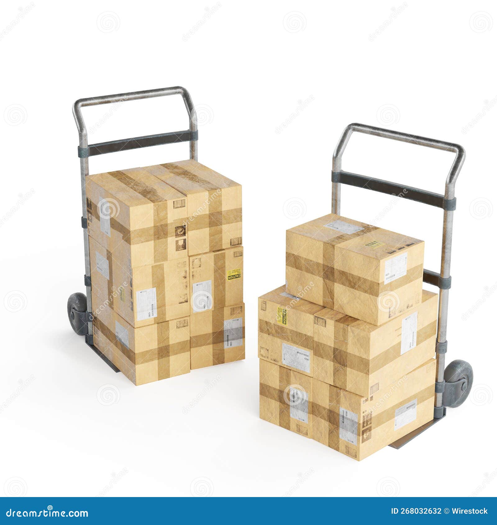 Delivery Boxes on a Hand Truck Stock Photo - Image of transportation ...