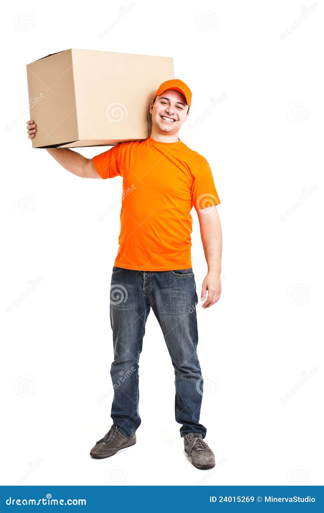 Delivery boy stock image. Image of handyman, orange, full - 24015269