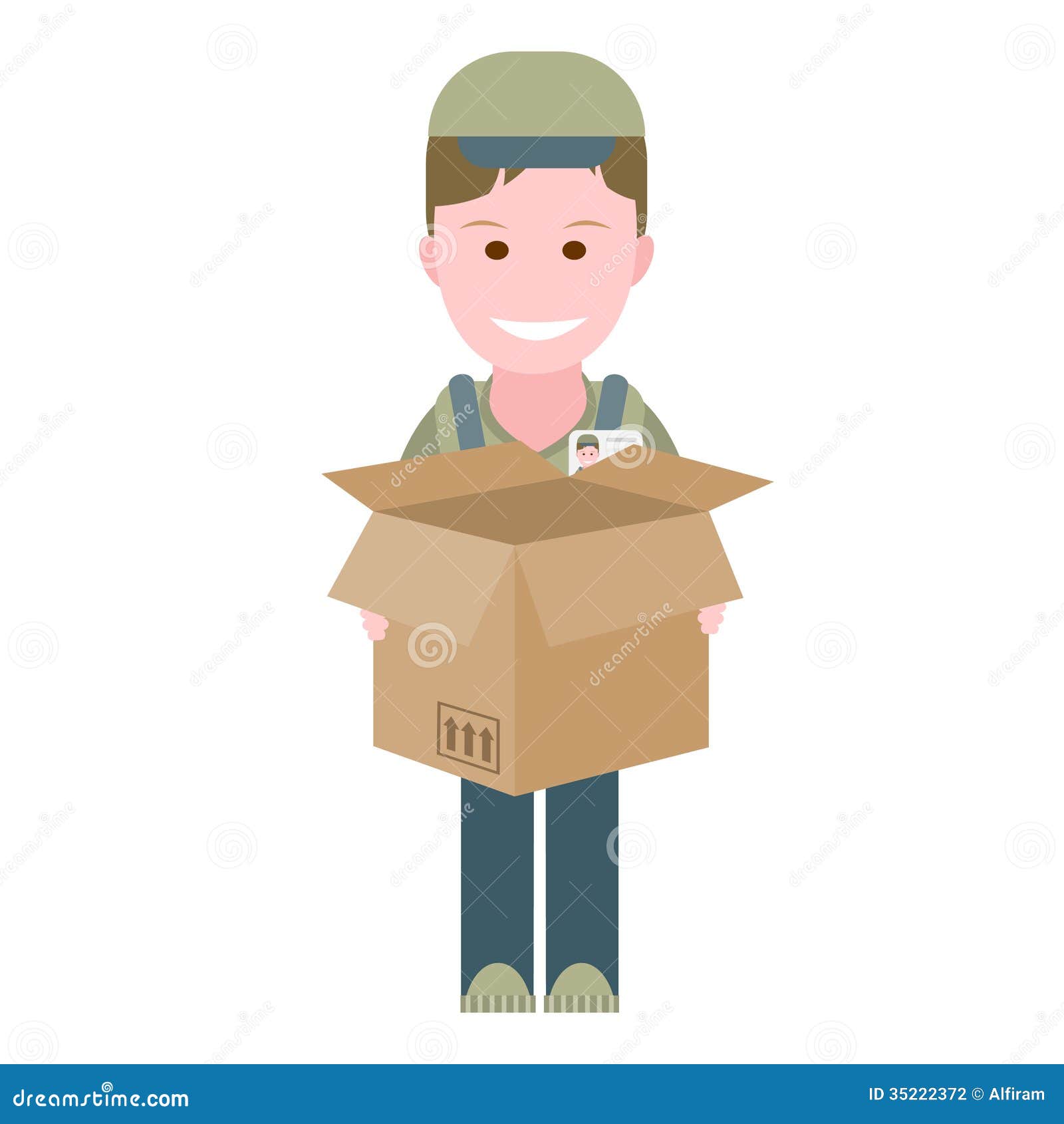 Delivery Boy with Open Empty Box Stock Vector - Illustration of ...
