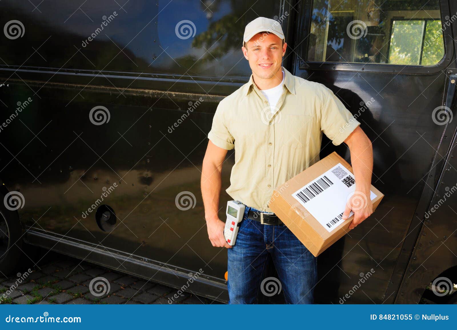Delivery Boy Standing Next To His Van Stock Image - Image of city ...