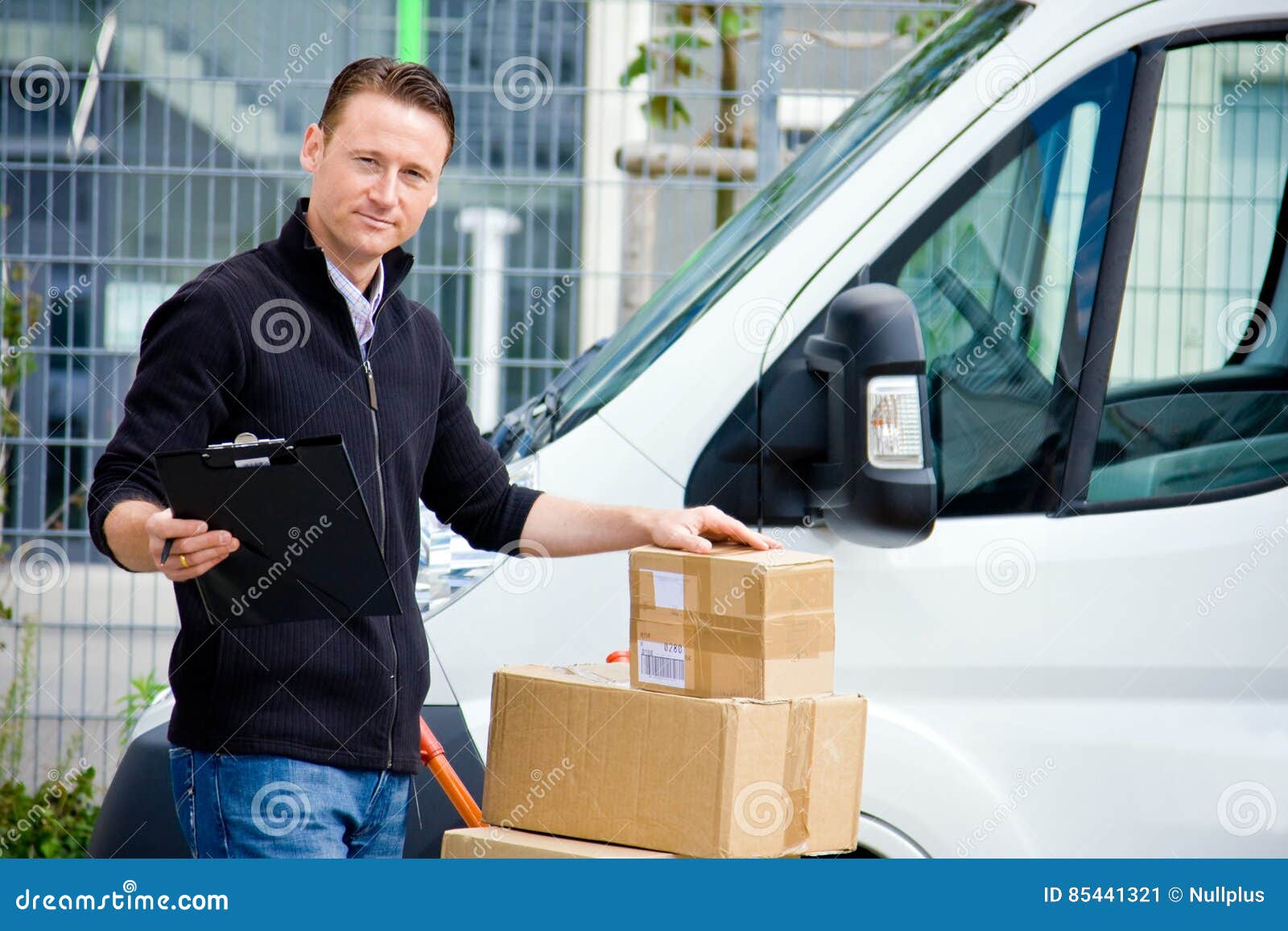 Delivery Boy with Van stock image. Image of shipping - 85441321