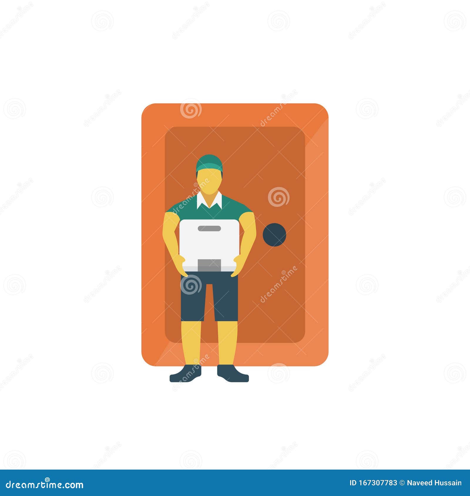 Delivery Boy Vector Flat Color Icon Stock Vector - Illustration of pack ...