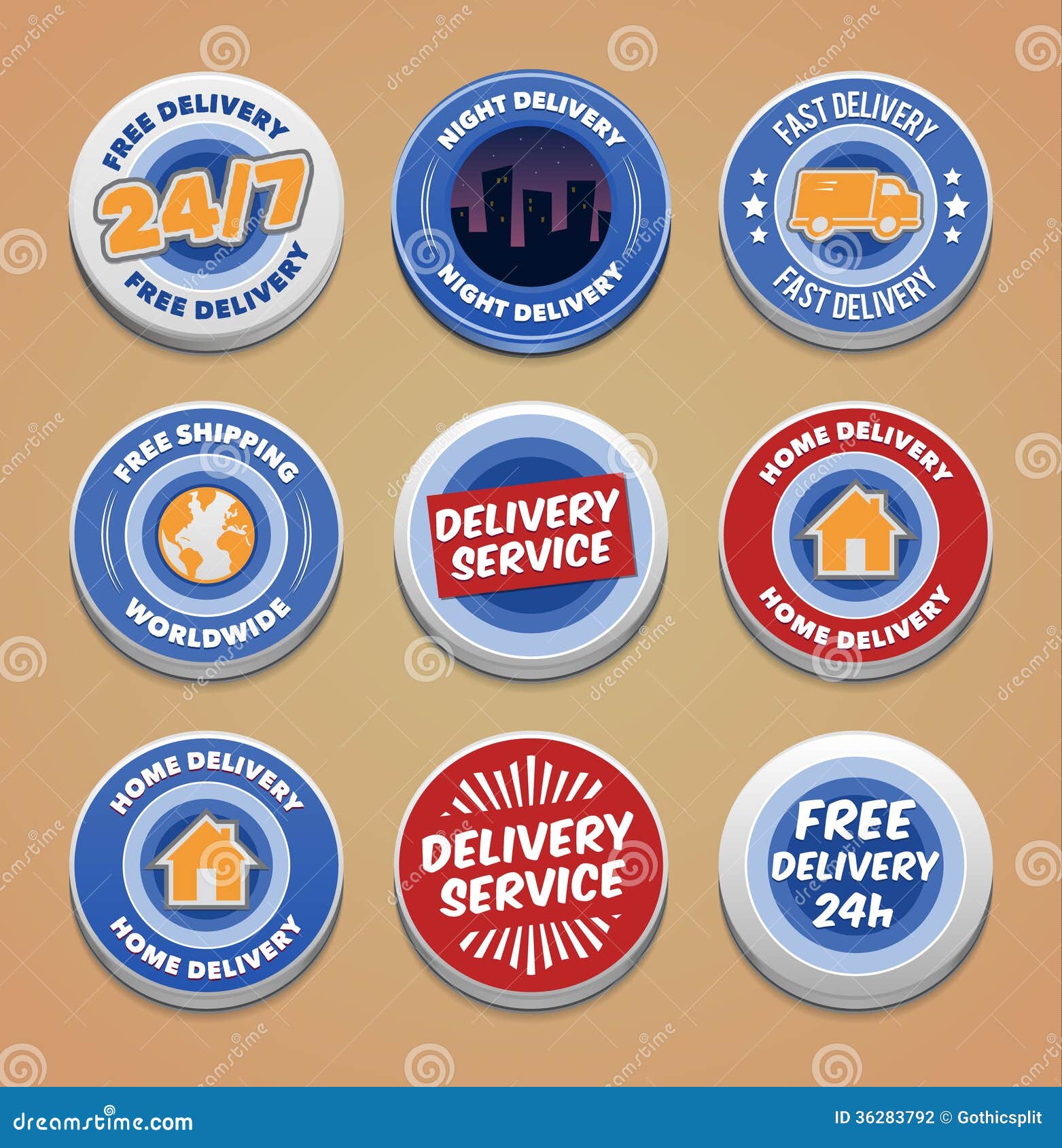 Delivery Buttons and Badges Stock Vector - Illustration of shipping ...