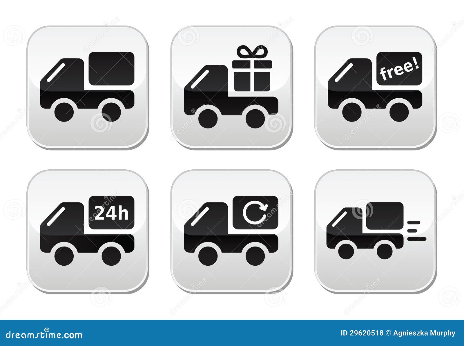 Delivery Car, Shipping Buttons Set Stock Illustration - Illustration of ...