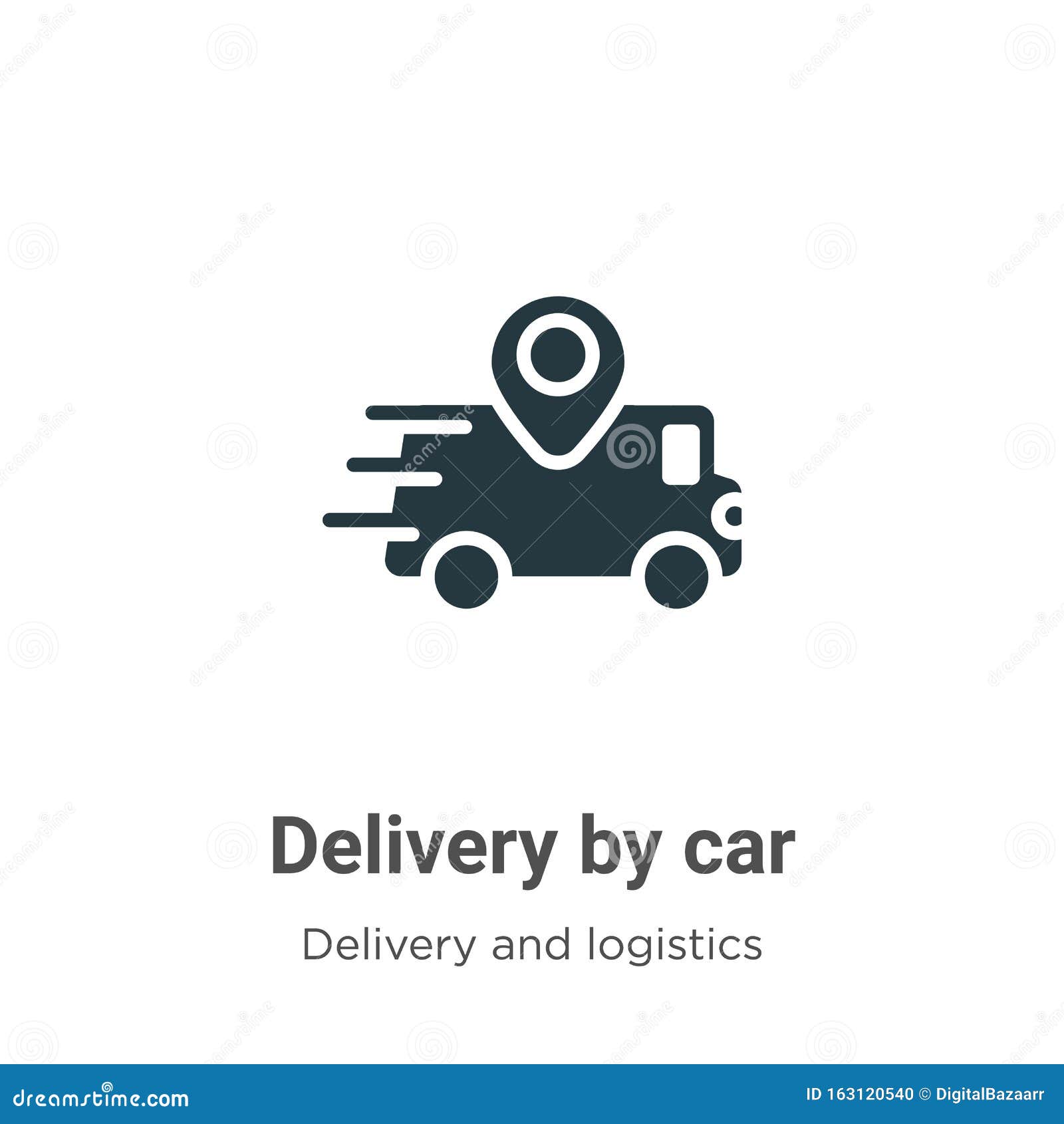 Delivery by Car Vector Icon on White Background. Flat Vector Delivery ...