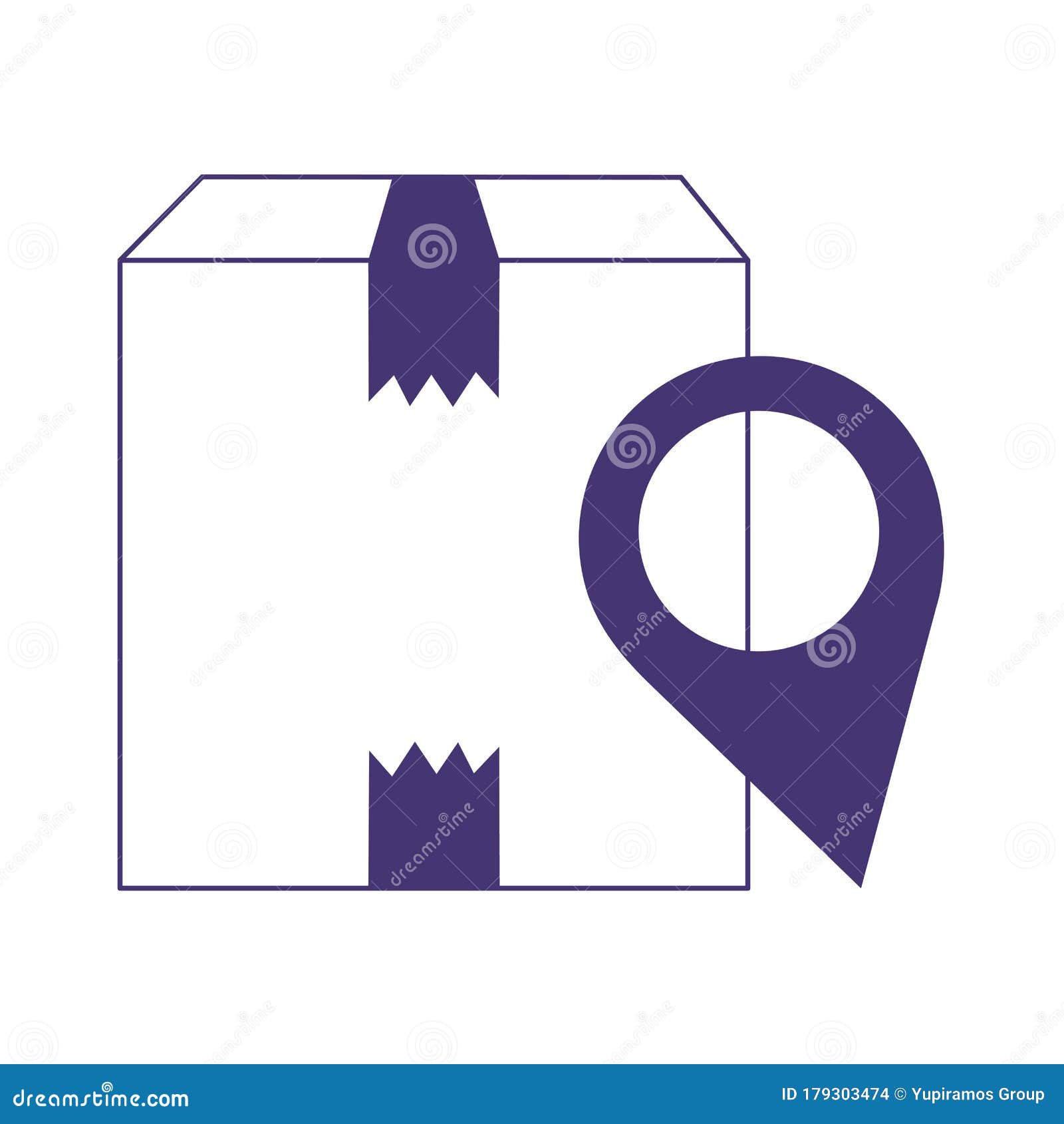 Delivery Cardboard Box Pointer Location Isolated Icon Design Line Style ...