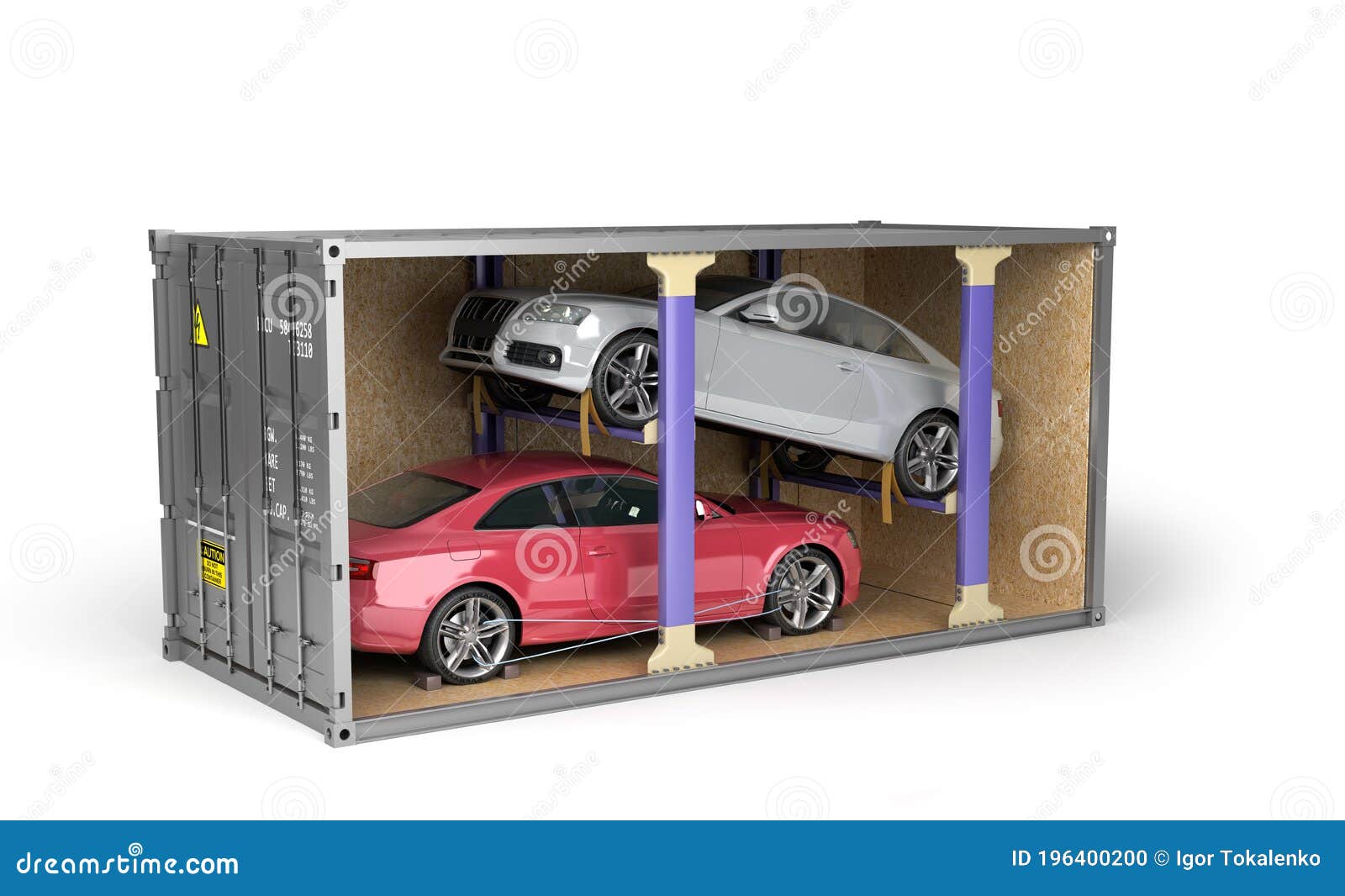 Delivery Of Cars From Auctions Cars Loaded Into A Shipping Container 3d ...