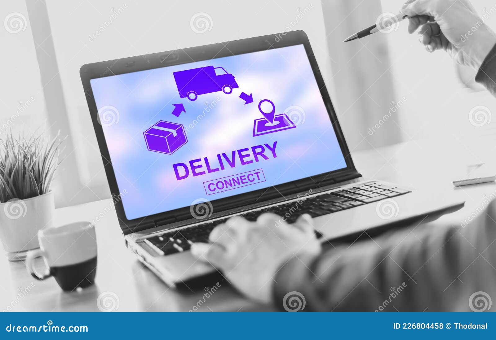 Delivery Concept on a Laptop Screen Stock Photo - Image of shipping ...