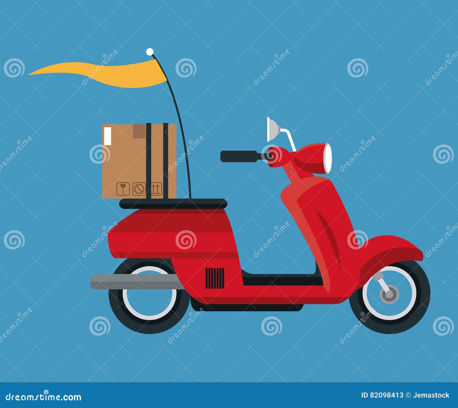 Delivery Concept Red Motorcycle Cardboard Box Stock Vector ...