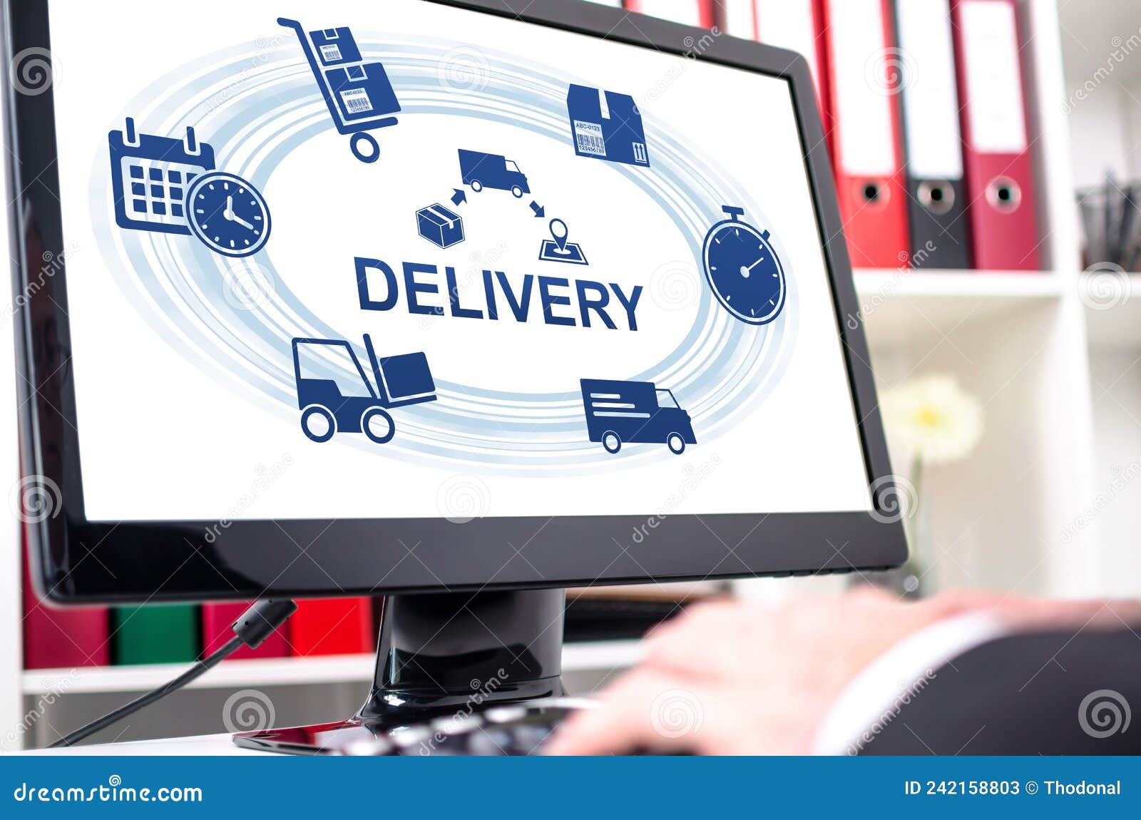 Delivery Concept on a Computer Screen Stock Image - Image of computer ...