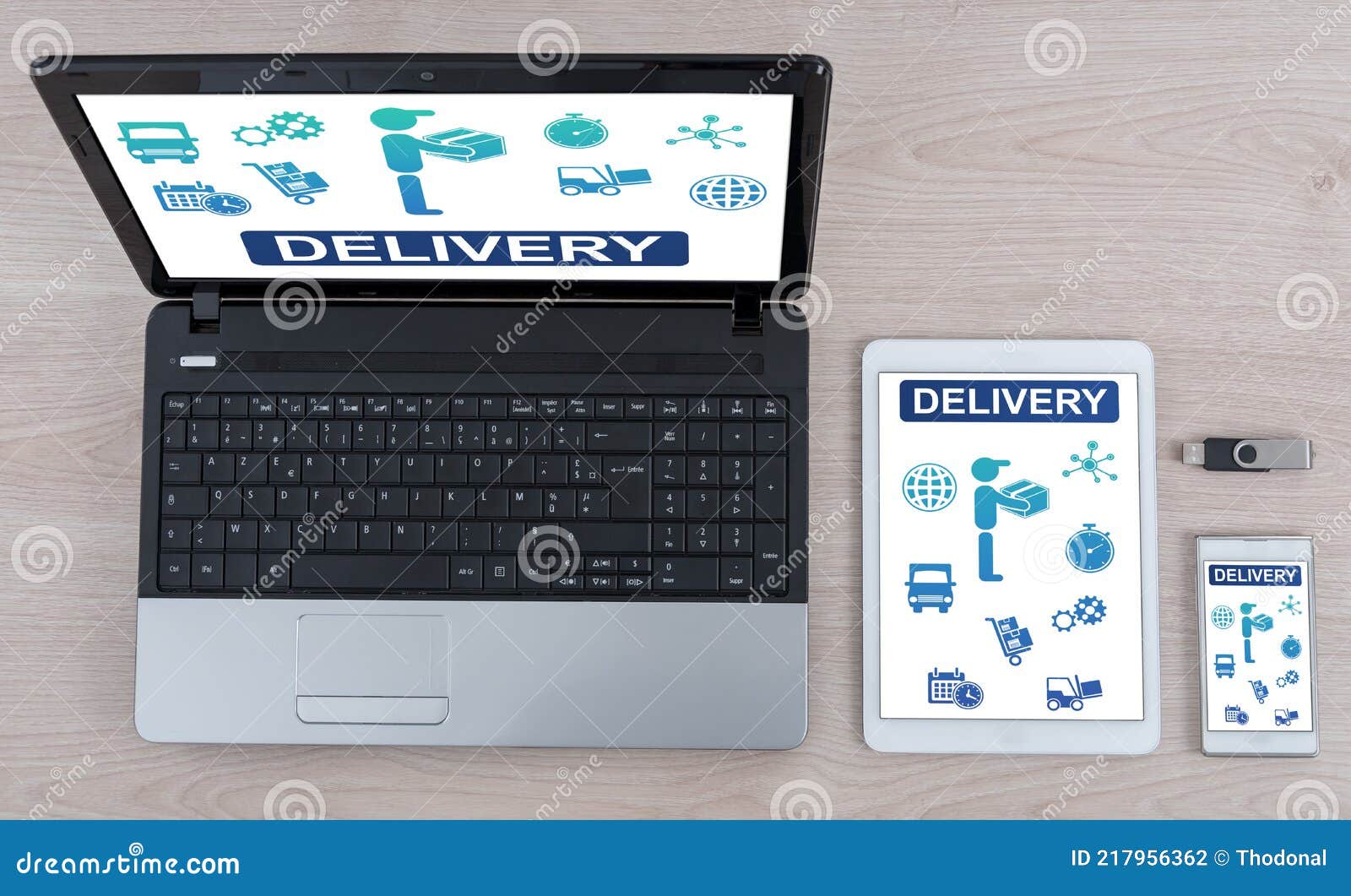 Delivery Concept on Different Devices Stock Photo - Image of concept ...