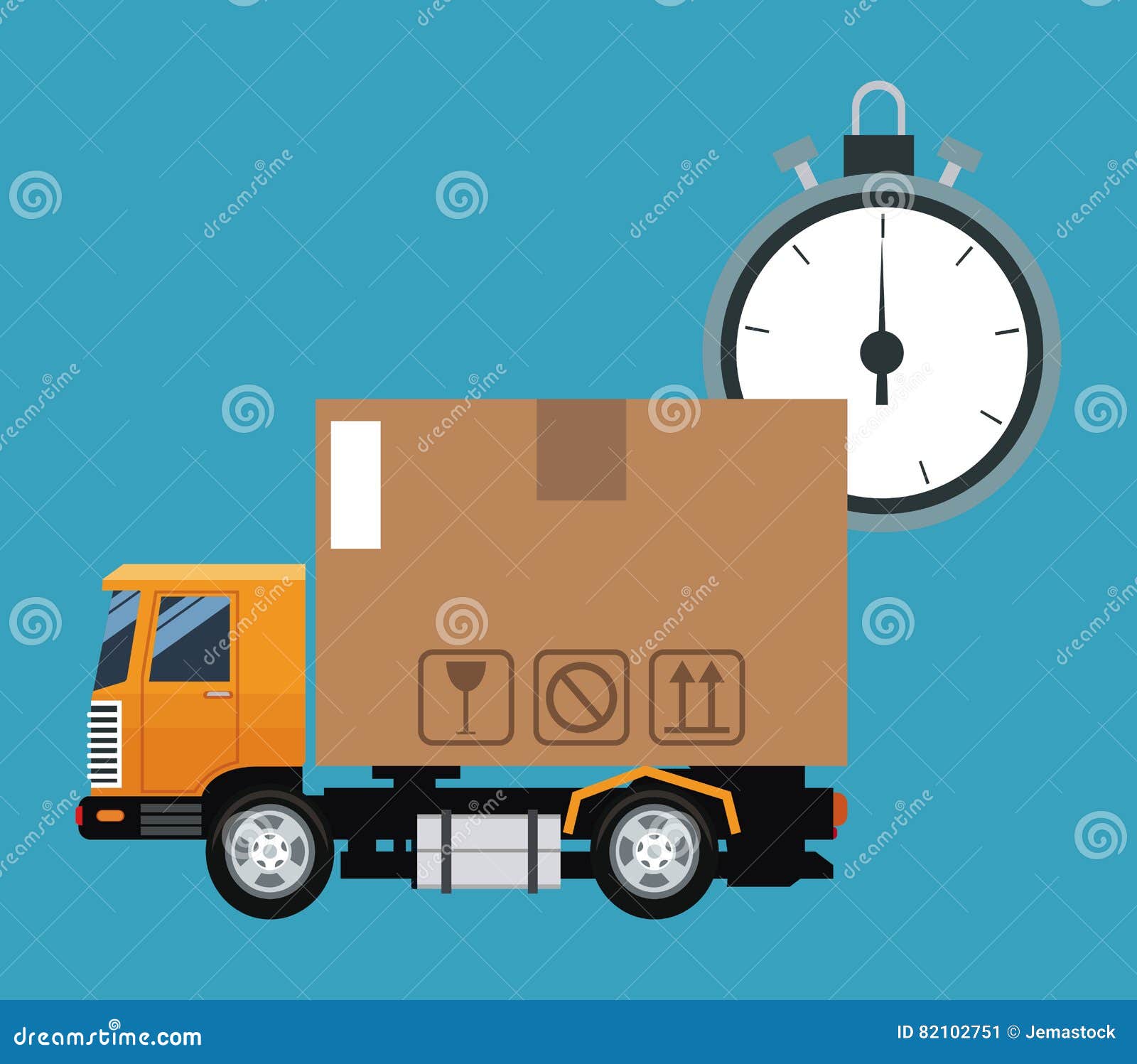 Delivery Concept Truck Transport Clock Time Stock Vector - Illustration ...