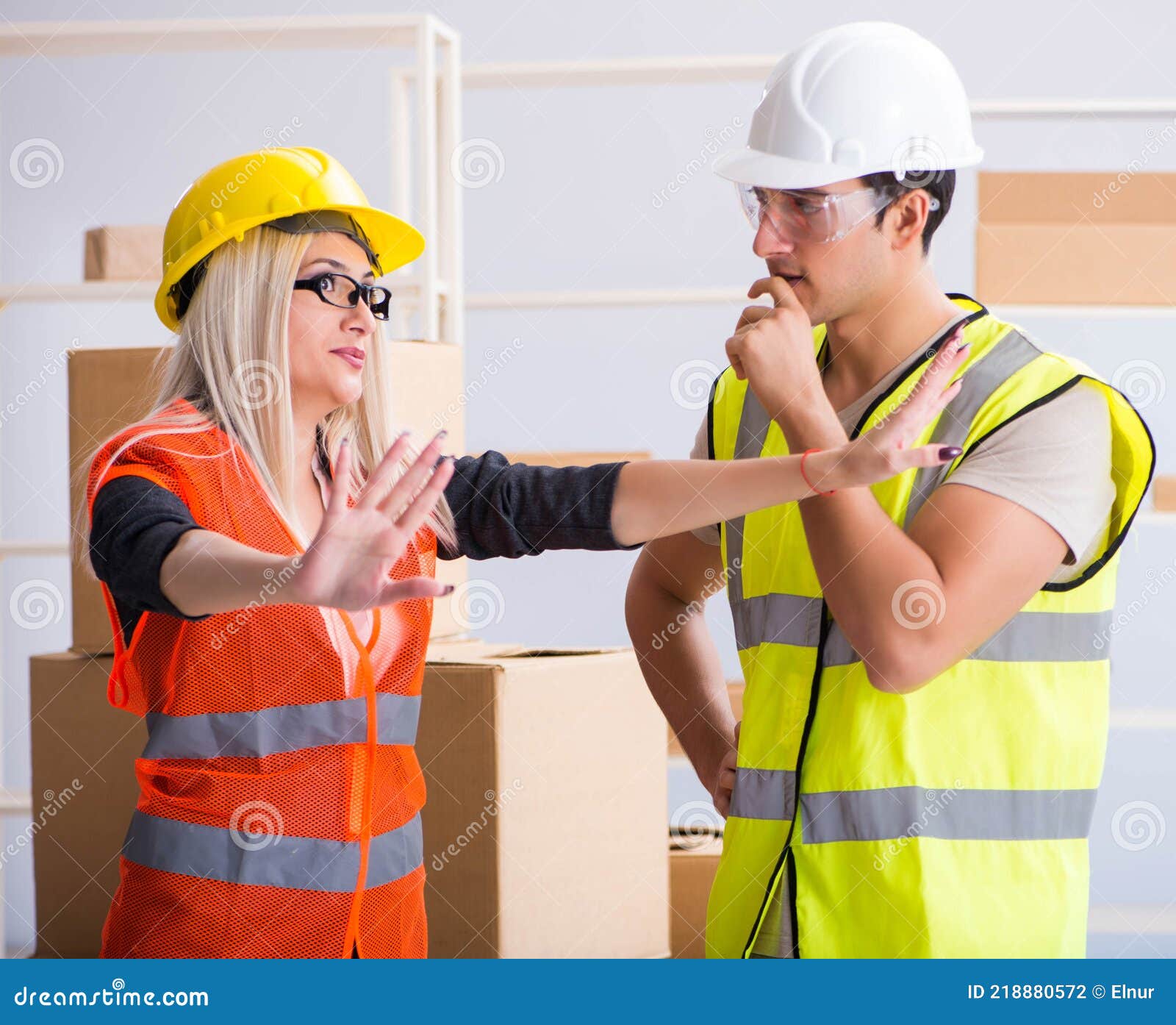 Delivery Contractor Delivering Boxes To Office Stock Photo - Image of ...
