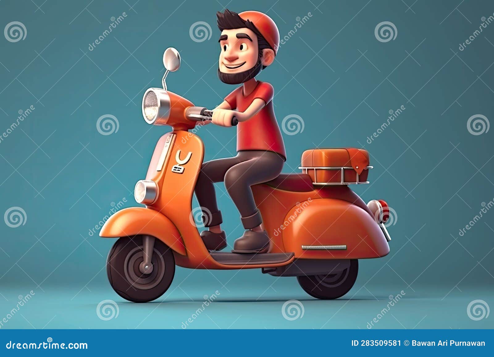 Delivery Courier Man Riding a Motorcycle, Fast Online Delivery Service ...