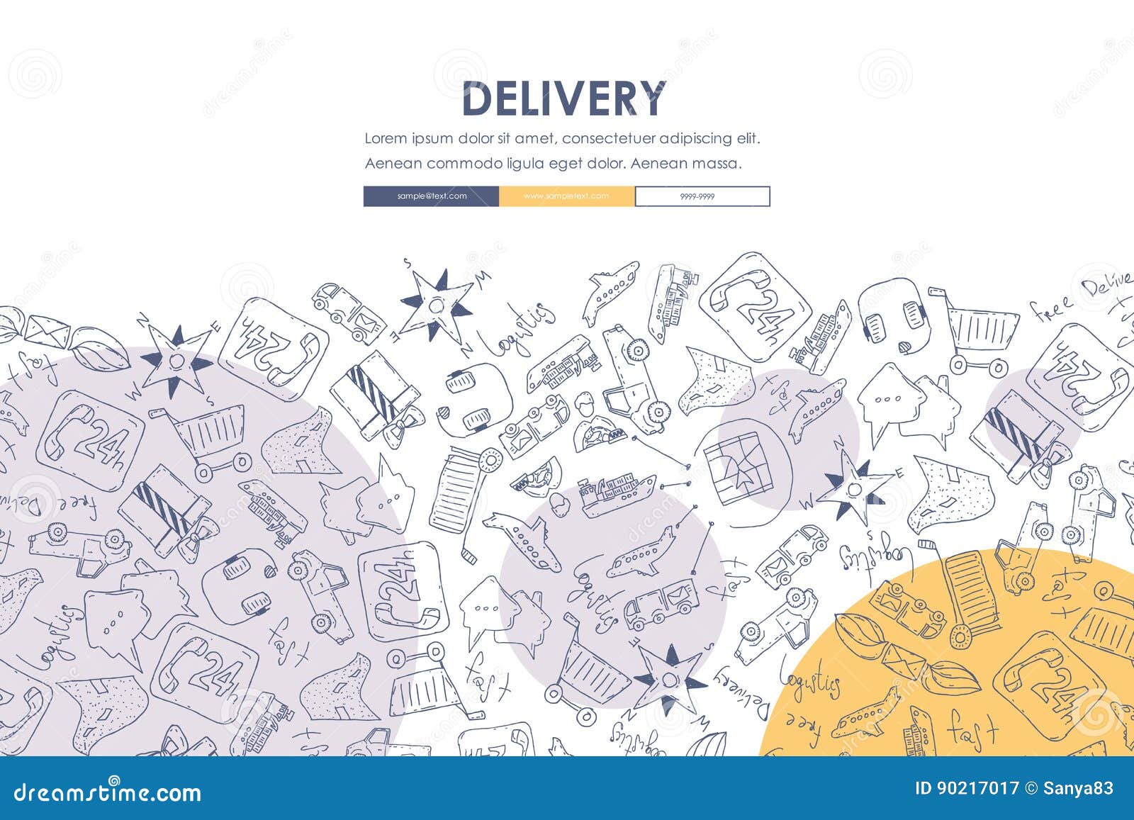 Delivery Doodle Website Template Design Stock Vector - Illustration of ...