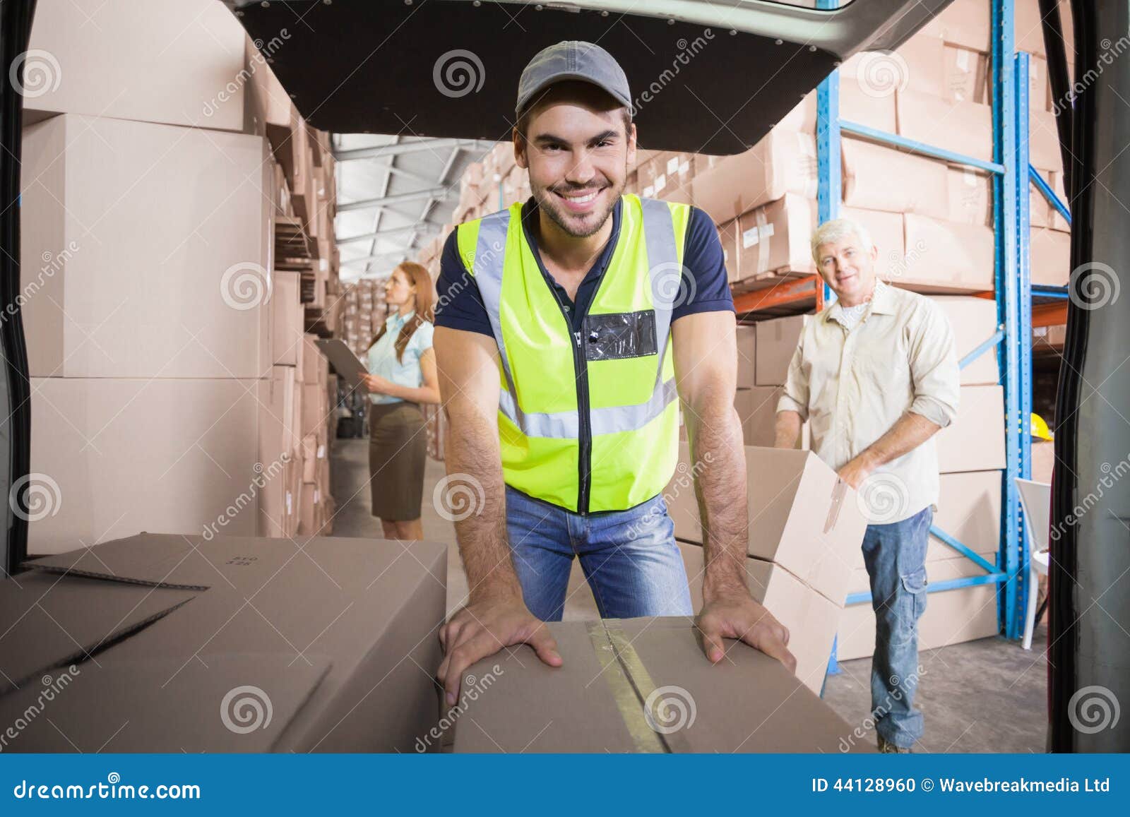 Delivery Driver Loading His Van with Boxes Stock Photo - Image of ...