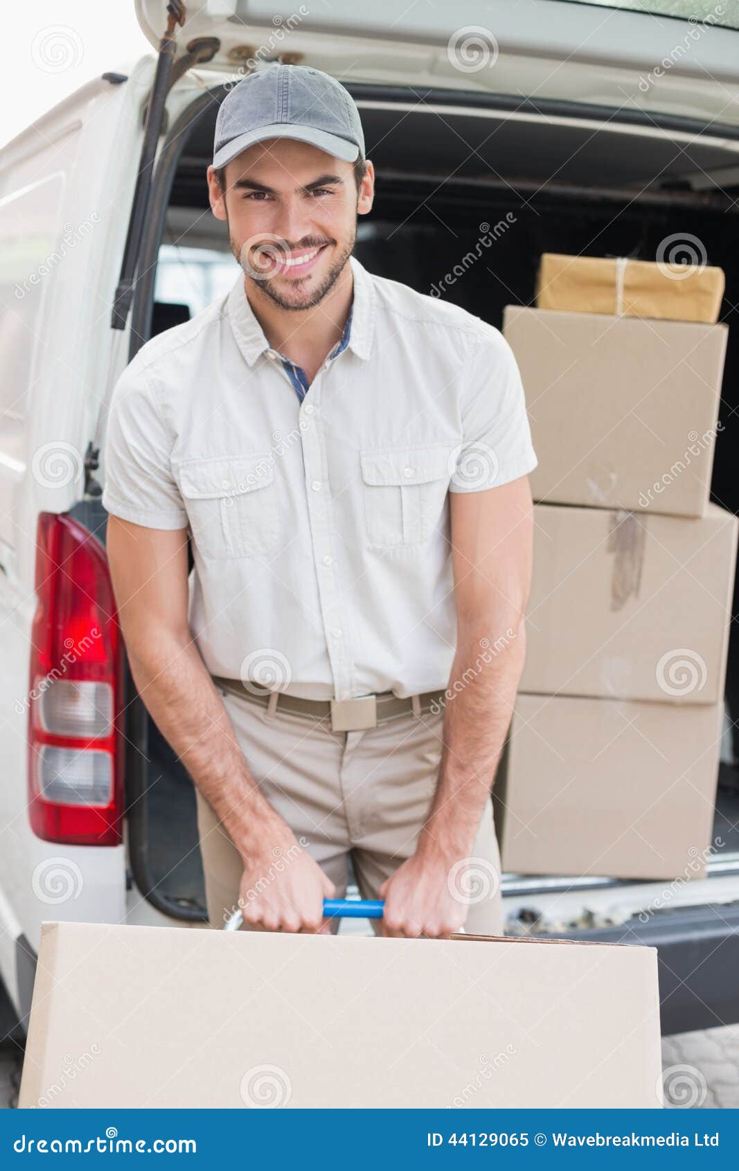 Delivery Driver Loading His Van with Boxes Stock Image - Image of ...