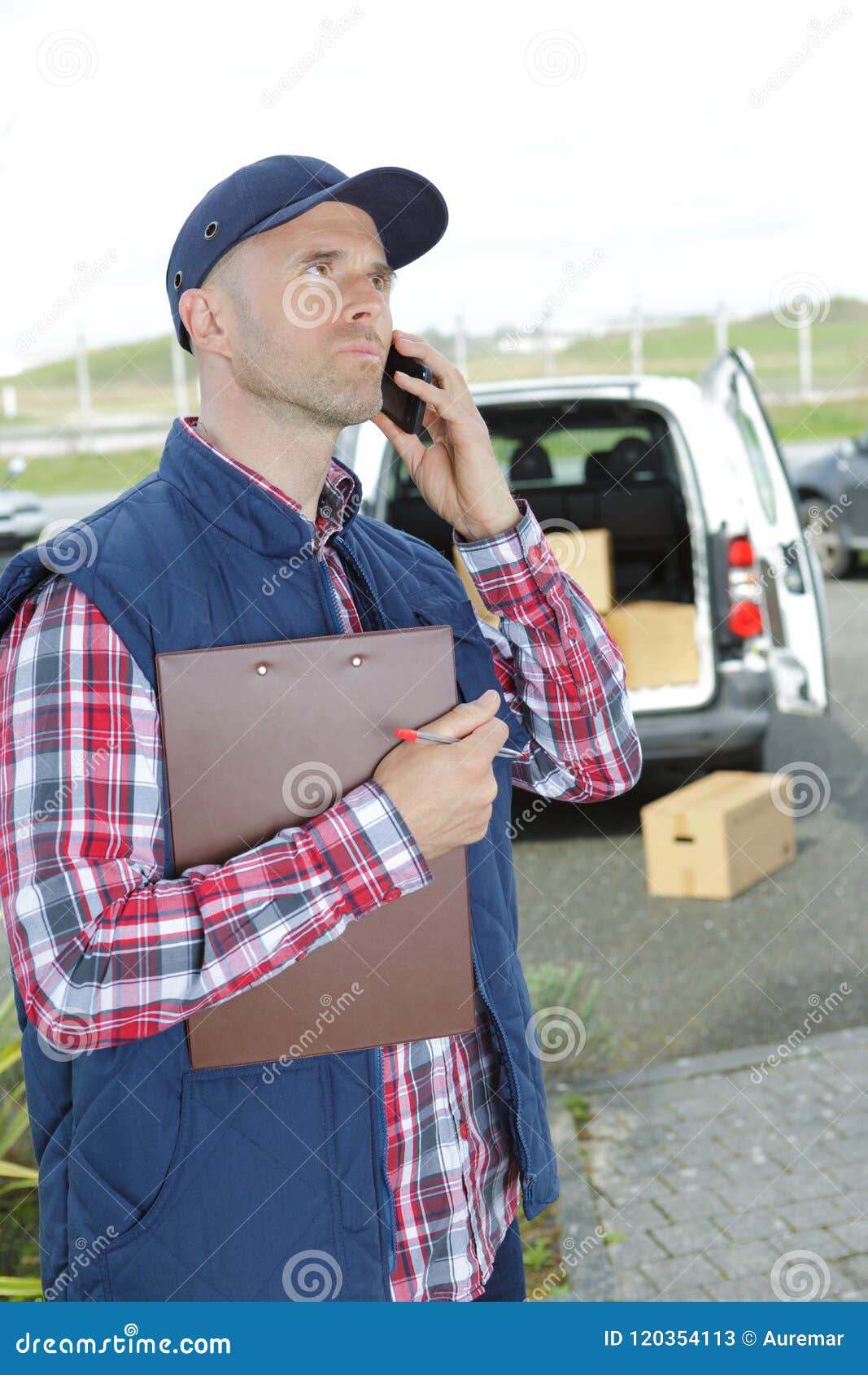 Delivery Driver Using Telephone Stock Image - Image of dispatch ...