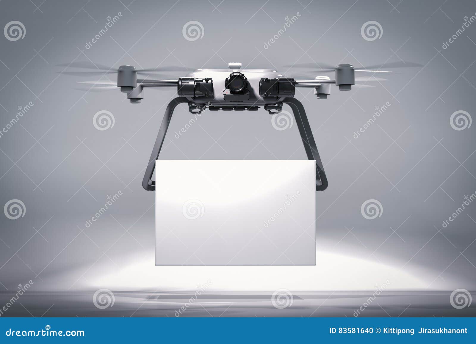 Delivery drone with box stock illustration. Illustration of package ...